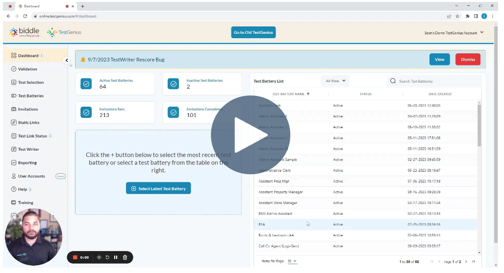 TestGenius Training Videos